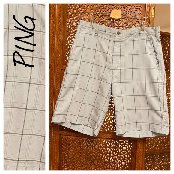 Ping | Shorts | Mens Ping Light Blue Plaid Golf Shorts | Poshmark
